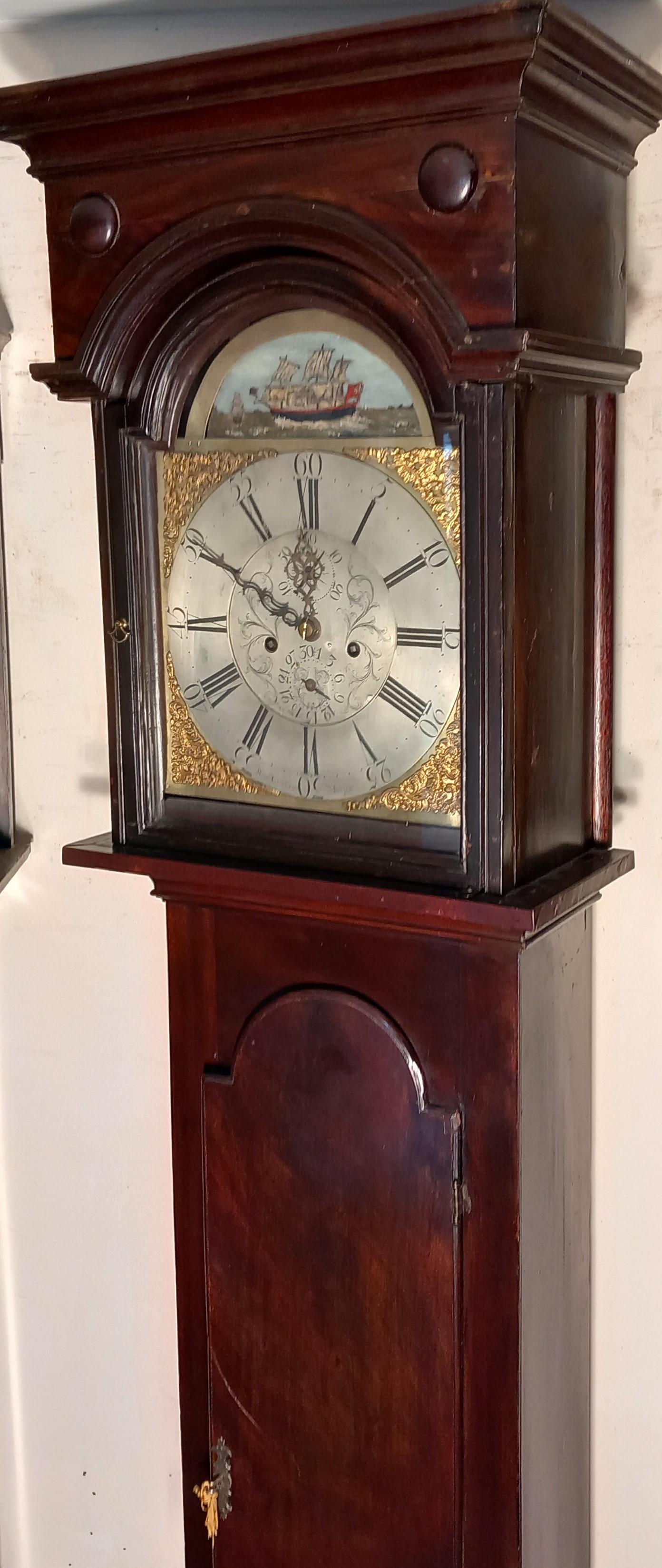 Antique Auto Ship Mahogany Longcase Clock - S2 / LA443531