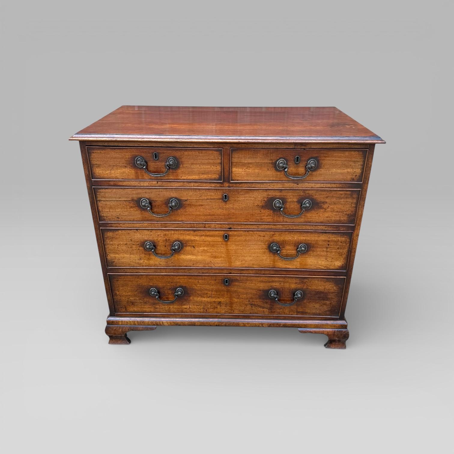 Antique George III 1790 Mahogany & Brass Chest of 5 Drawers by J ...