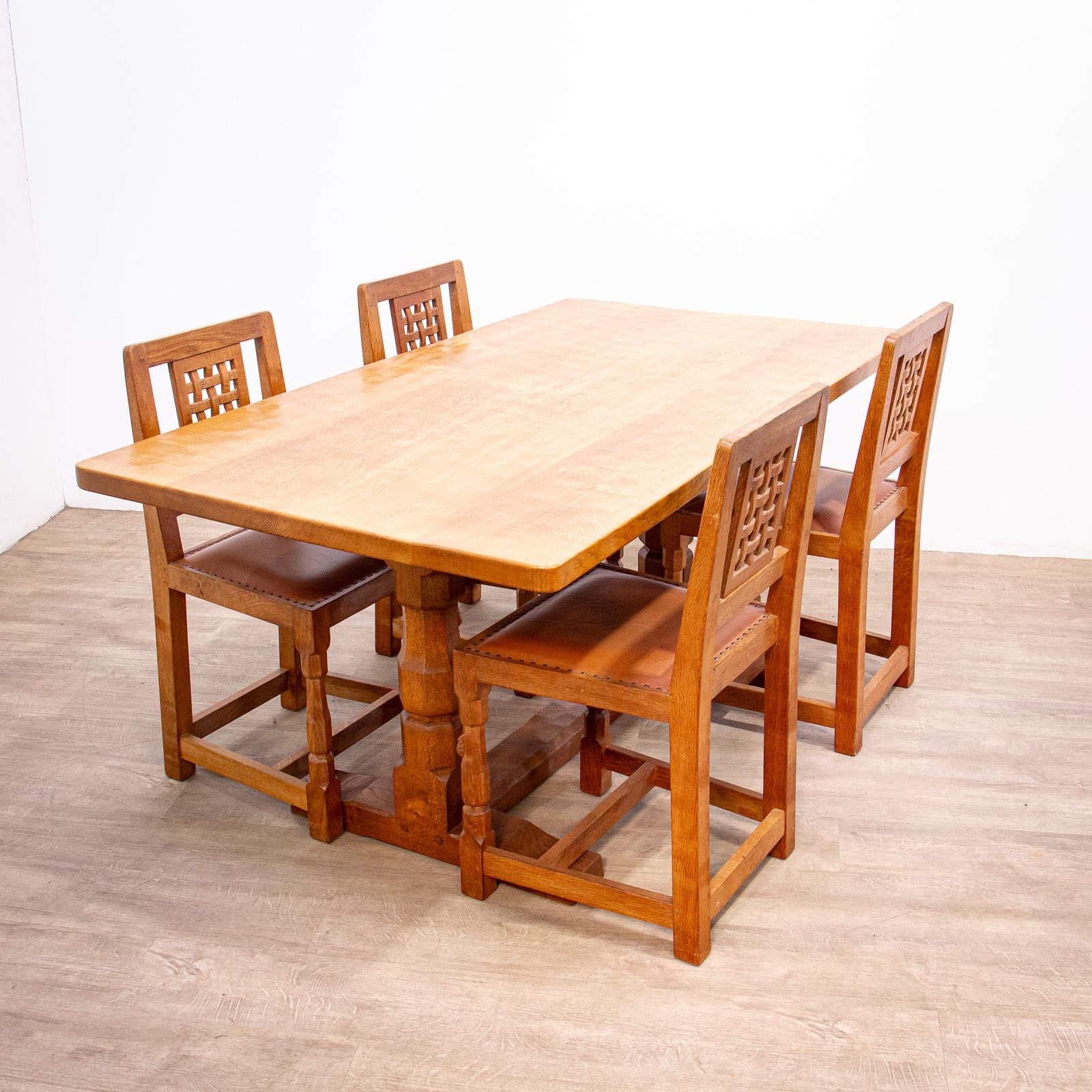 ‘mouseman’ Solid Oak Table & Chairs by Robert Thompson - S4DZST3939 ...