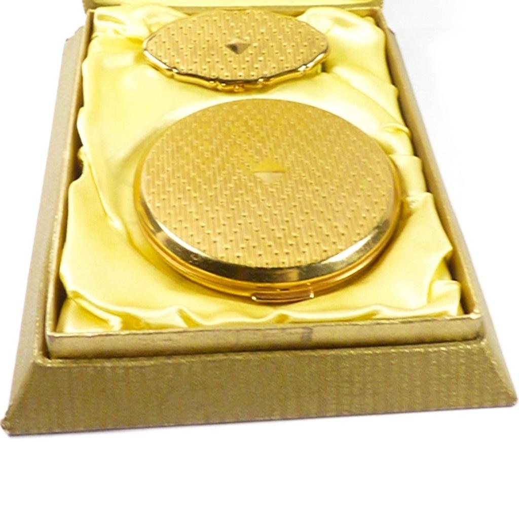 Beautiful Gold Plated Stratton Compact Mirror Set Unused - LA526150