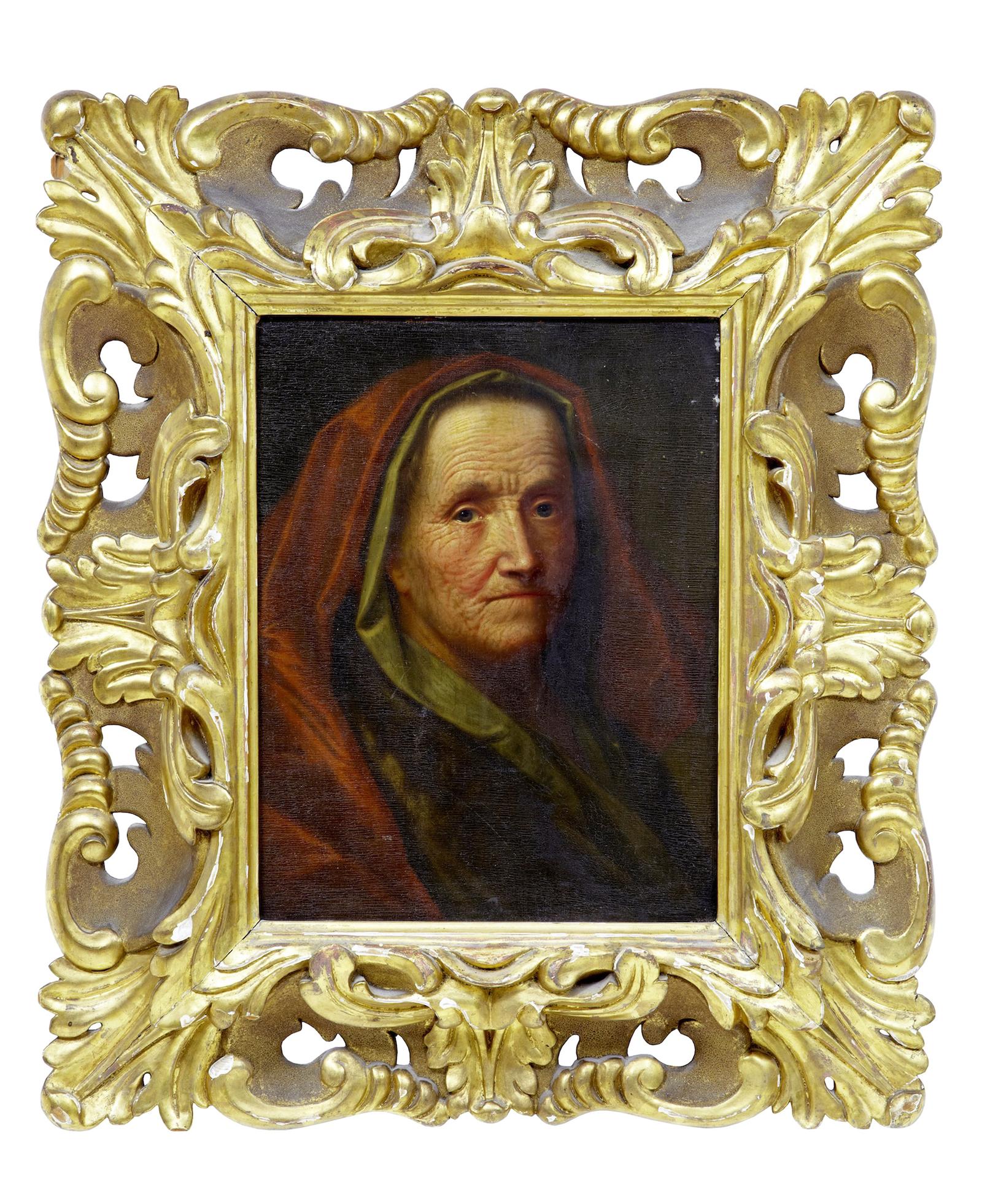 18th Century Oil on Board of Lady Attributed to Balthasar Denner ...