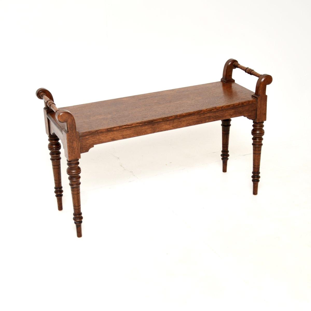Antique Victorian Oak Bench / Stool - 11795 / LA559409