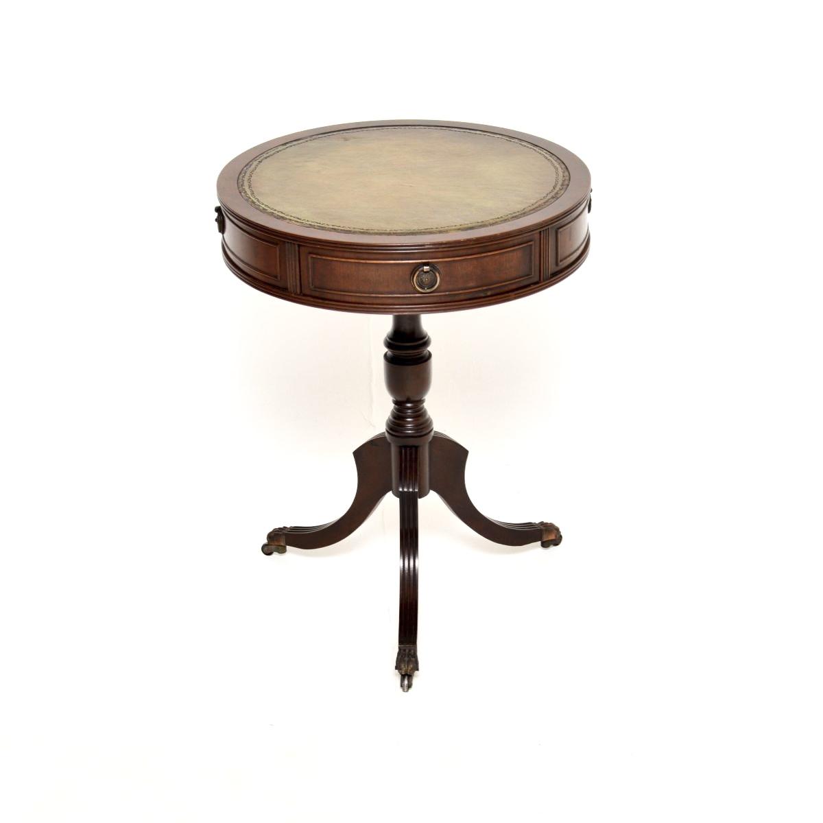 Antique Mahogany Leather Top Drum Table - 11807 / LA559491