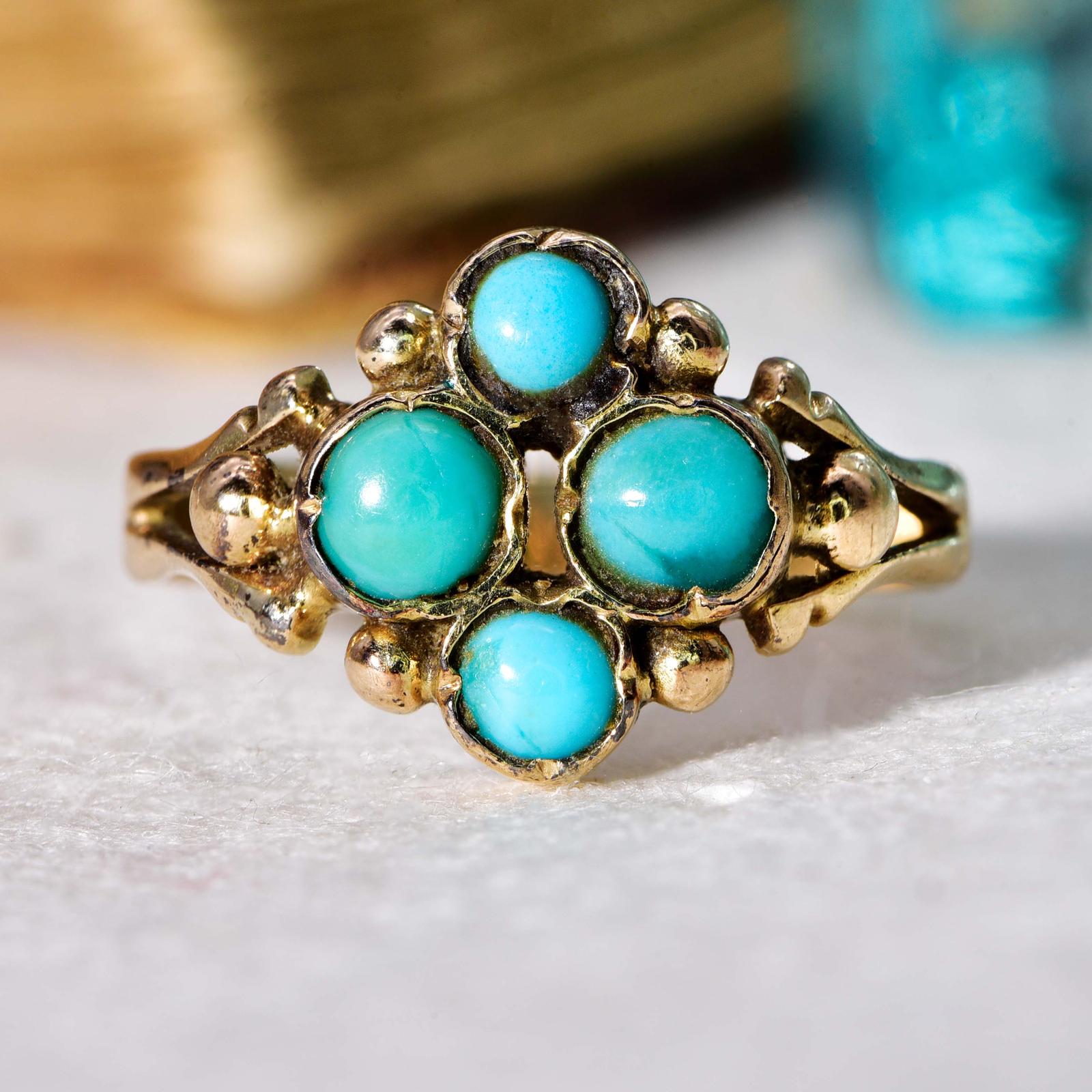 The Antique Victorian Turquoise Cluster Ring - AJ-1417 / LA465408 ...