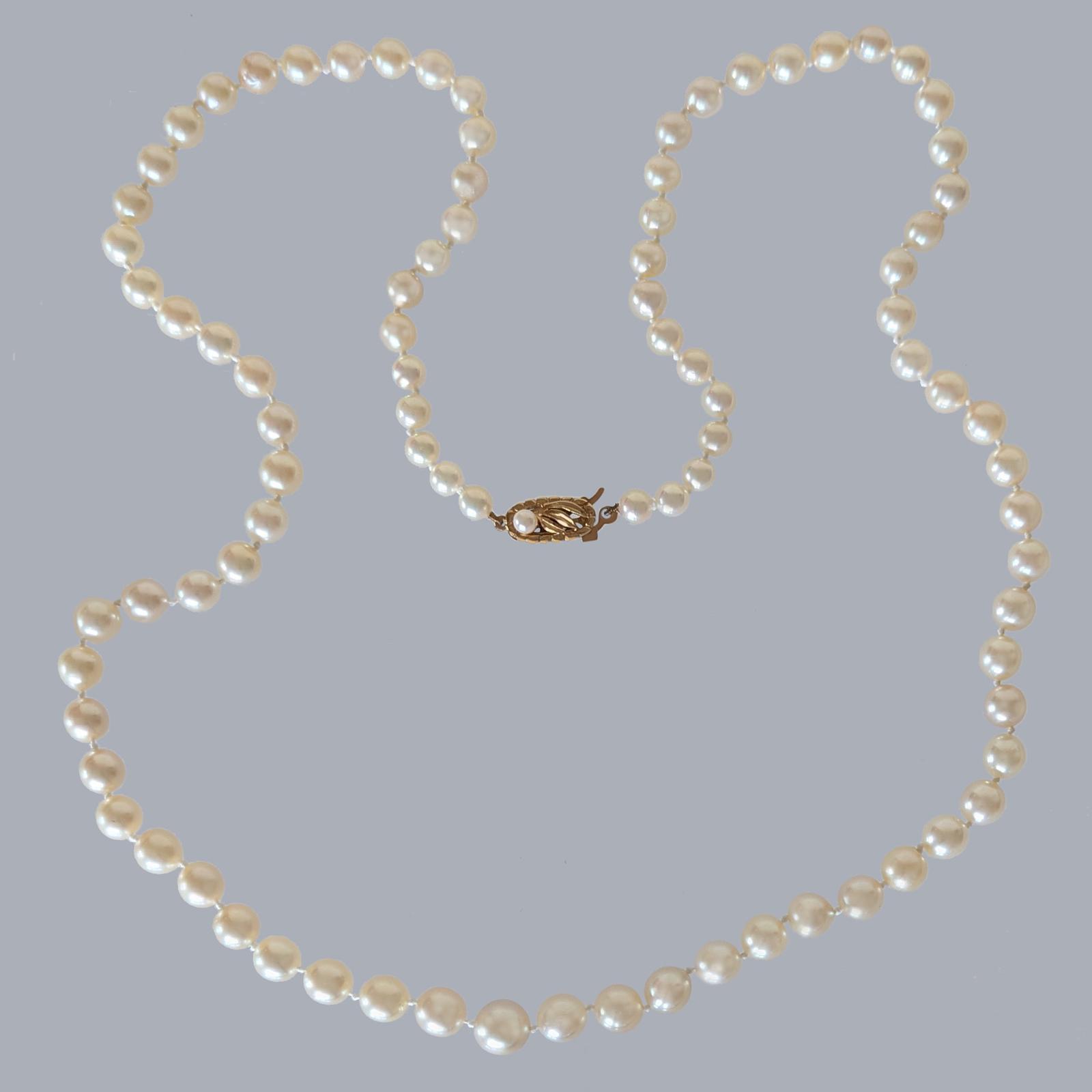 1986 London Hallmarked 9ct Gold Long Graduated Pearl Necklace - 25102 ...