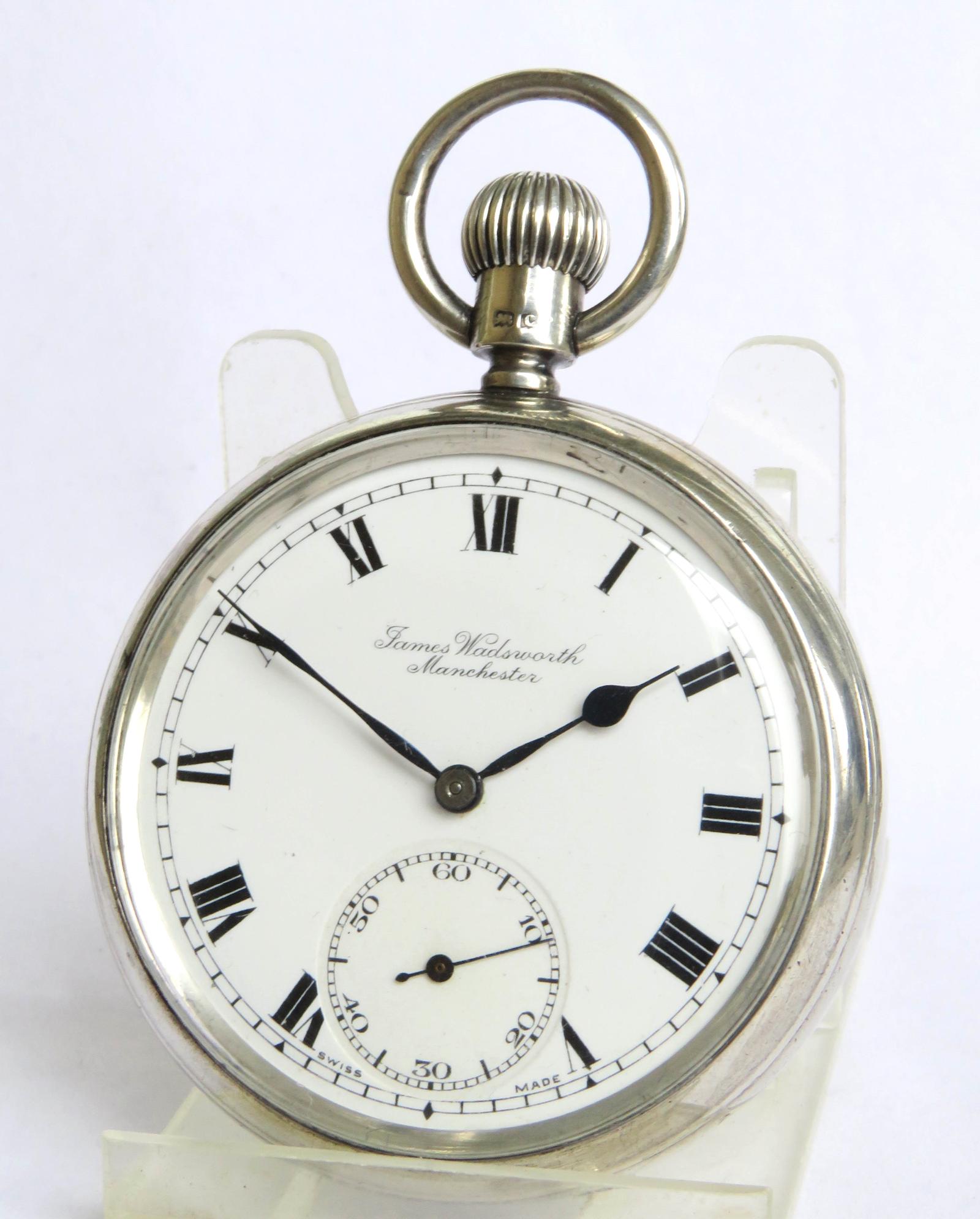 Pocket Watch : Antique Silver James Wadsworth Pocket Watch - LA514510
