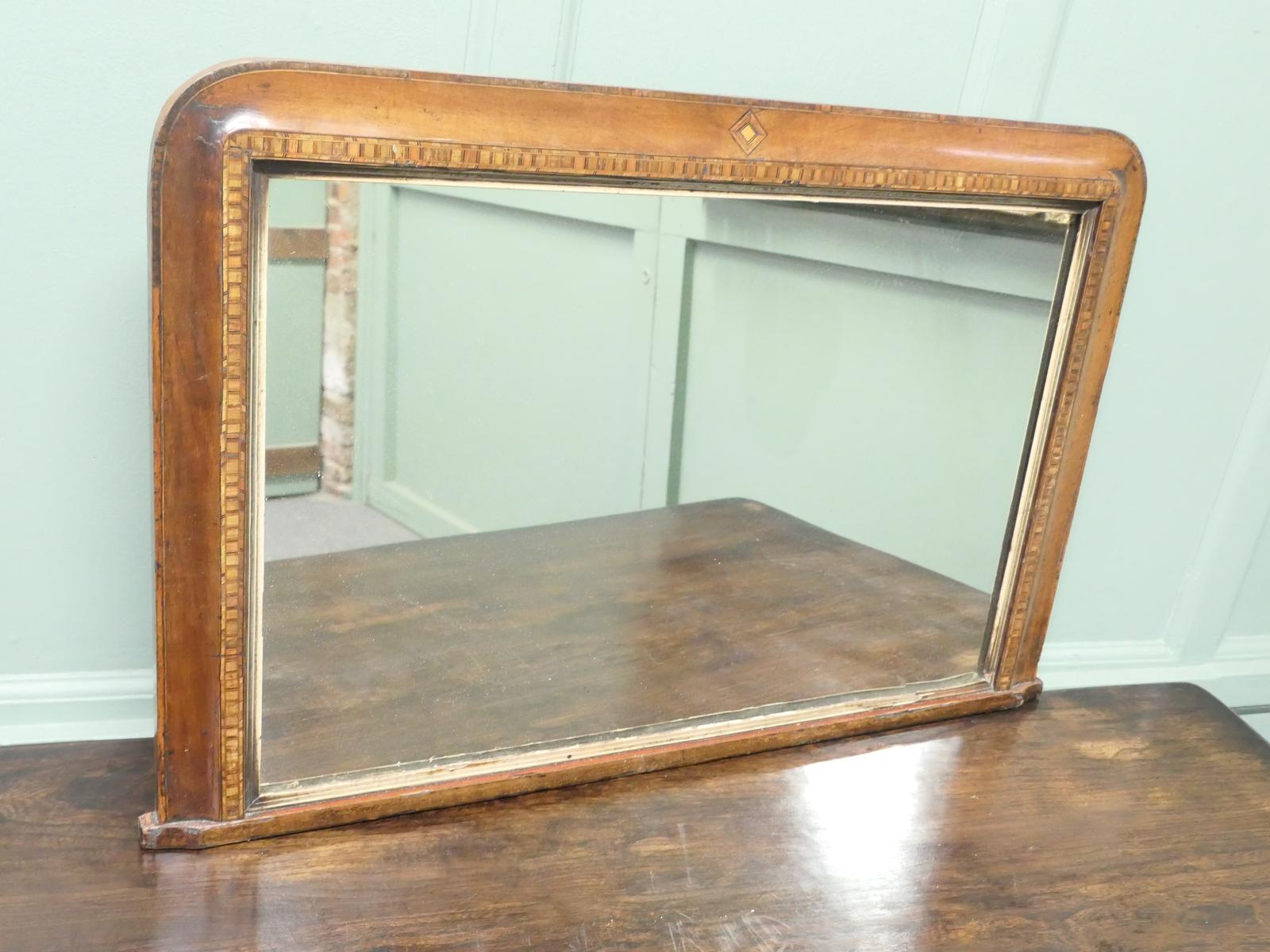 Victorian Inlaid Walnut Overmantel Mirror - TDG75 / LA559793