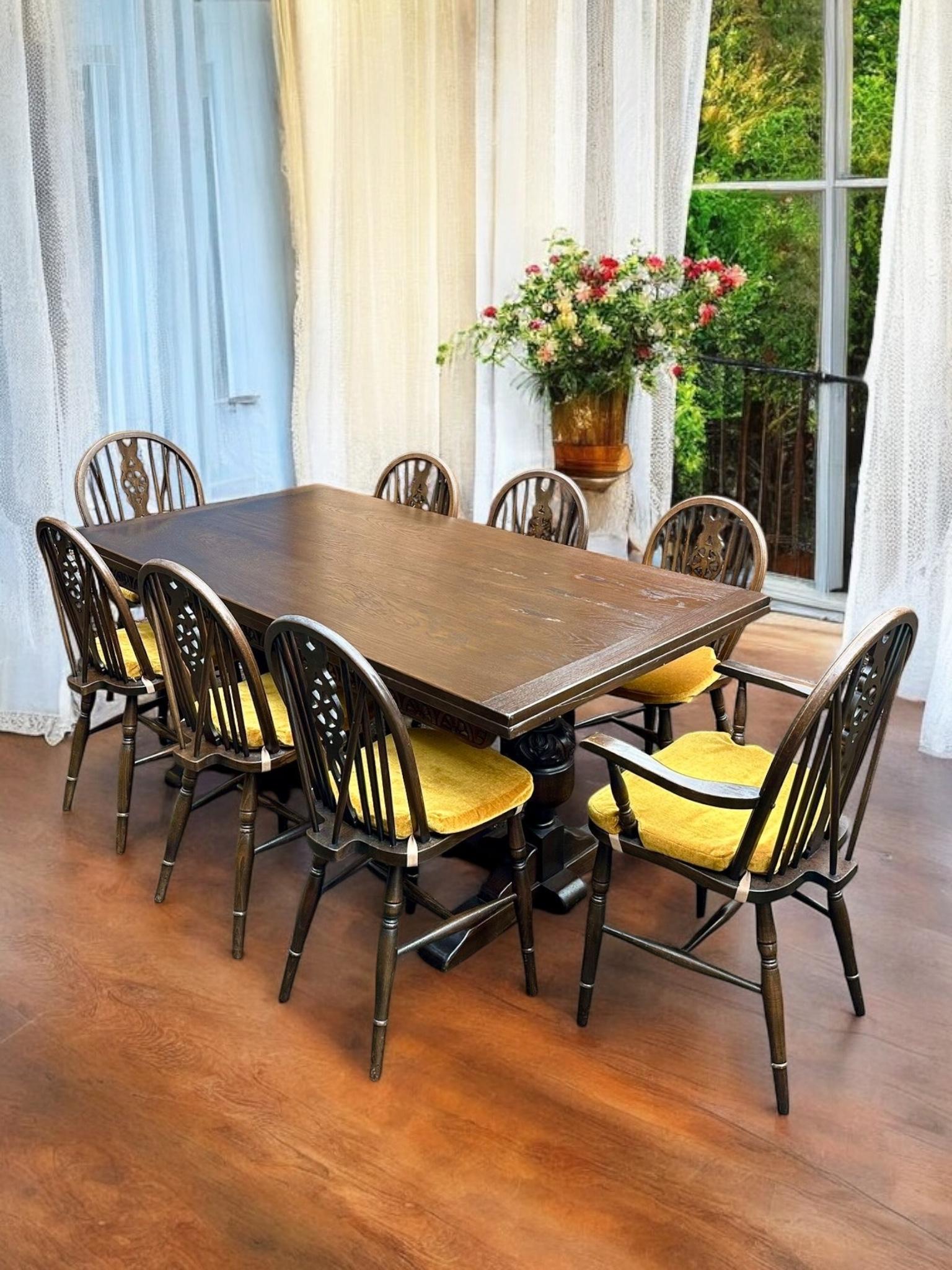 Vintage Large Oak Extending Draw Leaf Dining Table / Jaycee Furniture ...