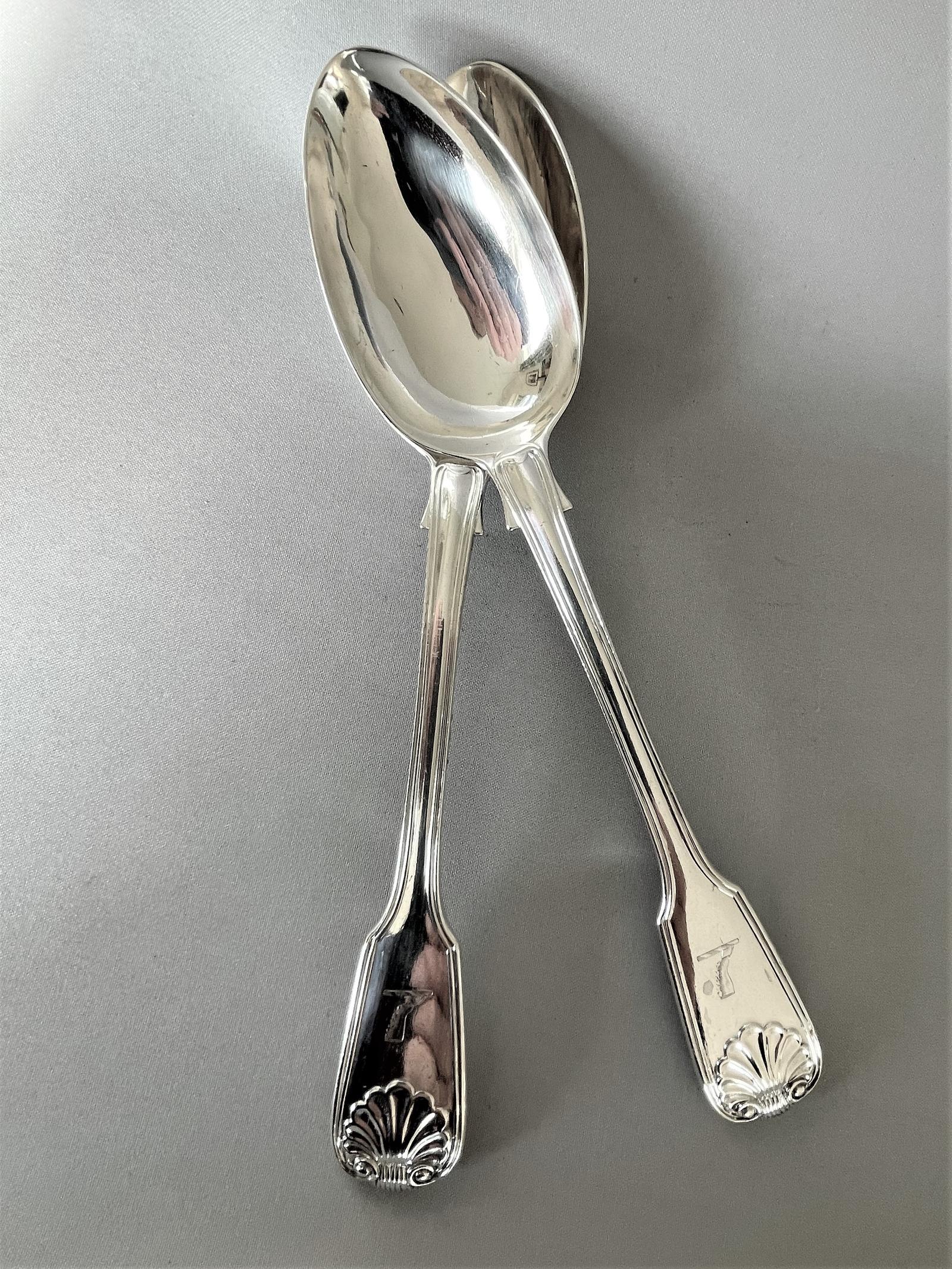 Rare Pair of Exeter Silver Fiddle, Thread & Shell Table Spoons - KW110 ...