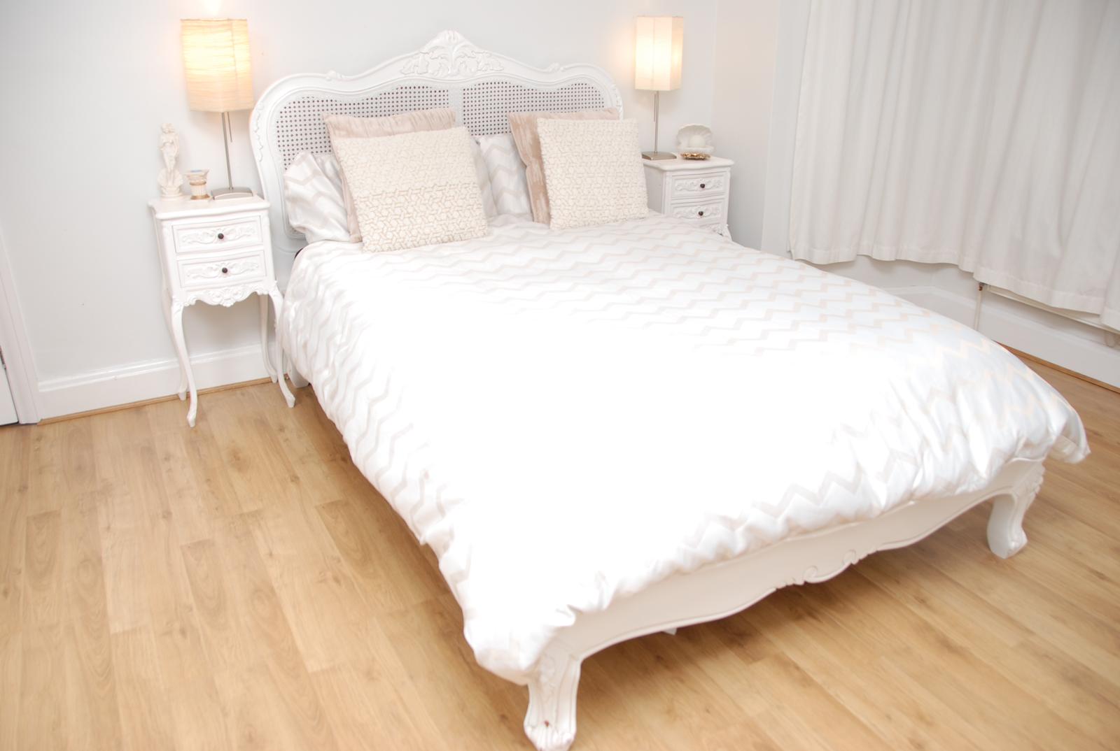 White Rattan French Bed Double Size - LA505830