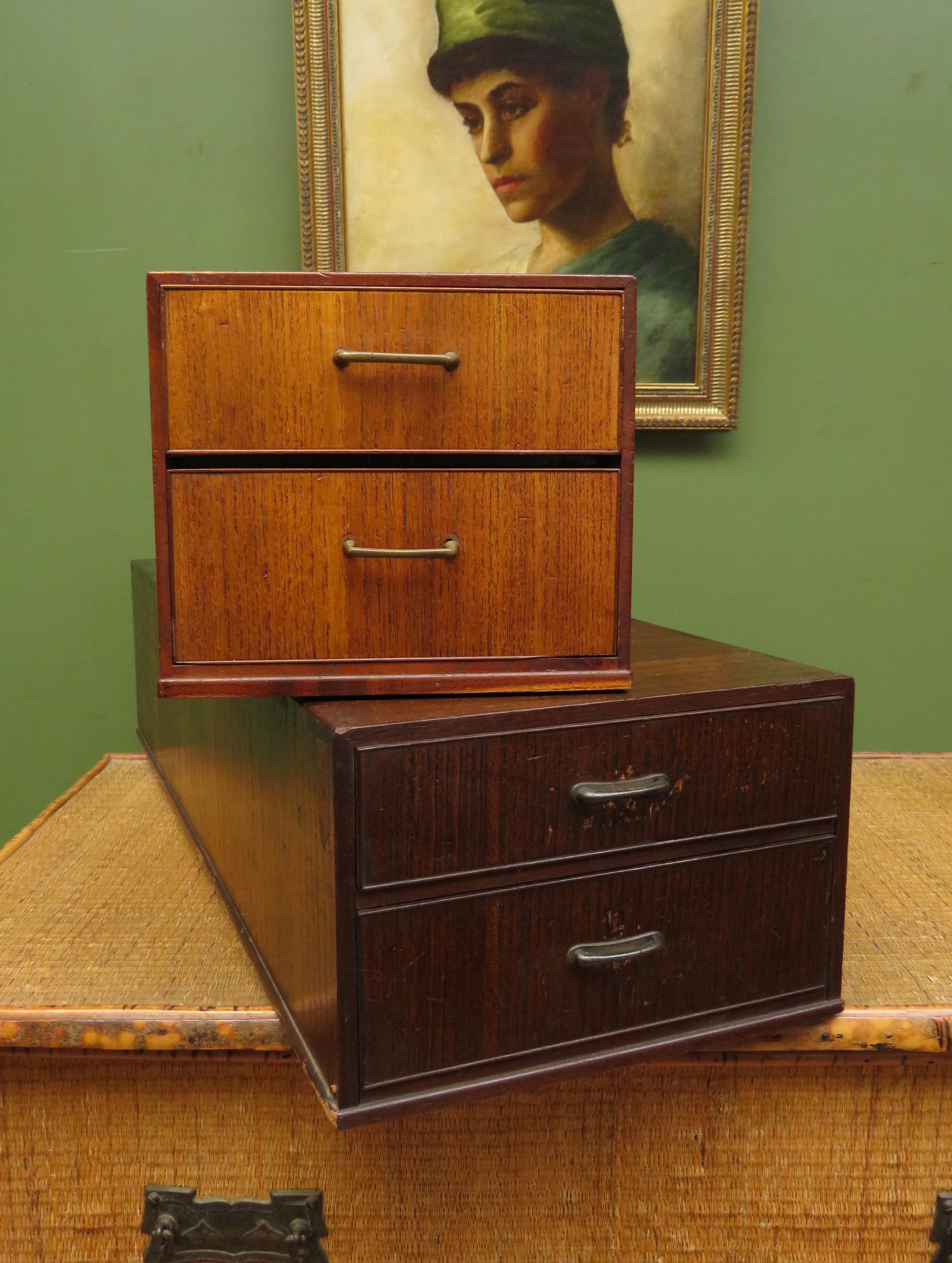Pair of Vintage Long Wooden Storage Boxes with Lacquered Drawers - 621 ...