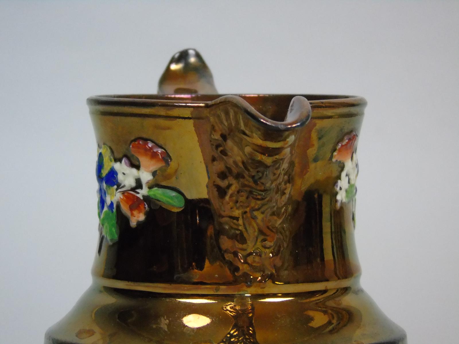 Victorian Copper Lustre Jug with Staffordshire Relief Panels - LA317015