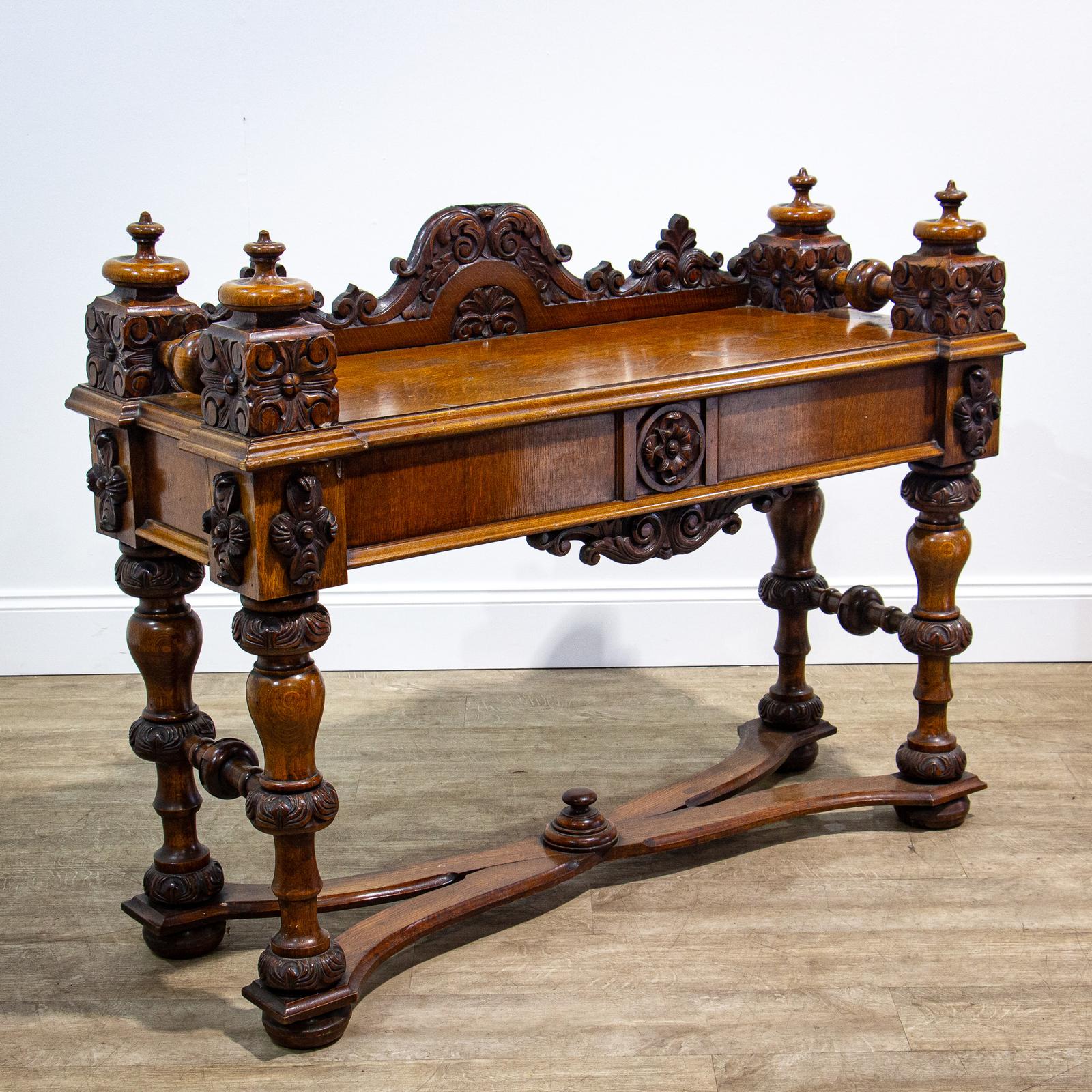 Carved Victorian Oak Serving or Hall Table with Drawers - S4DZST4701 ...