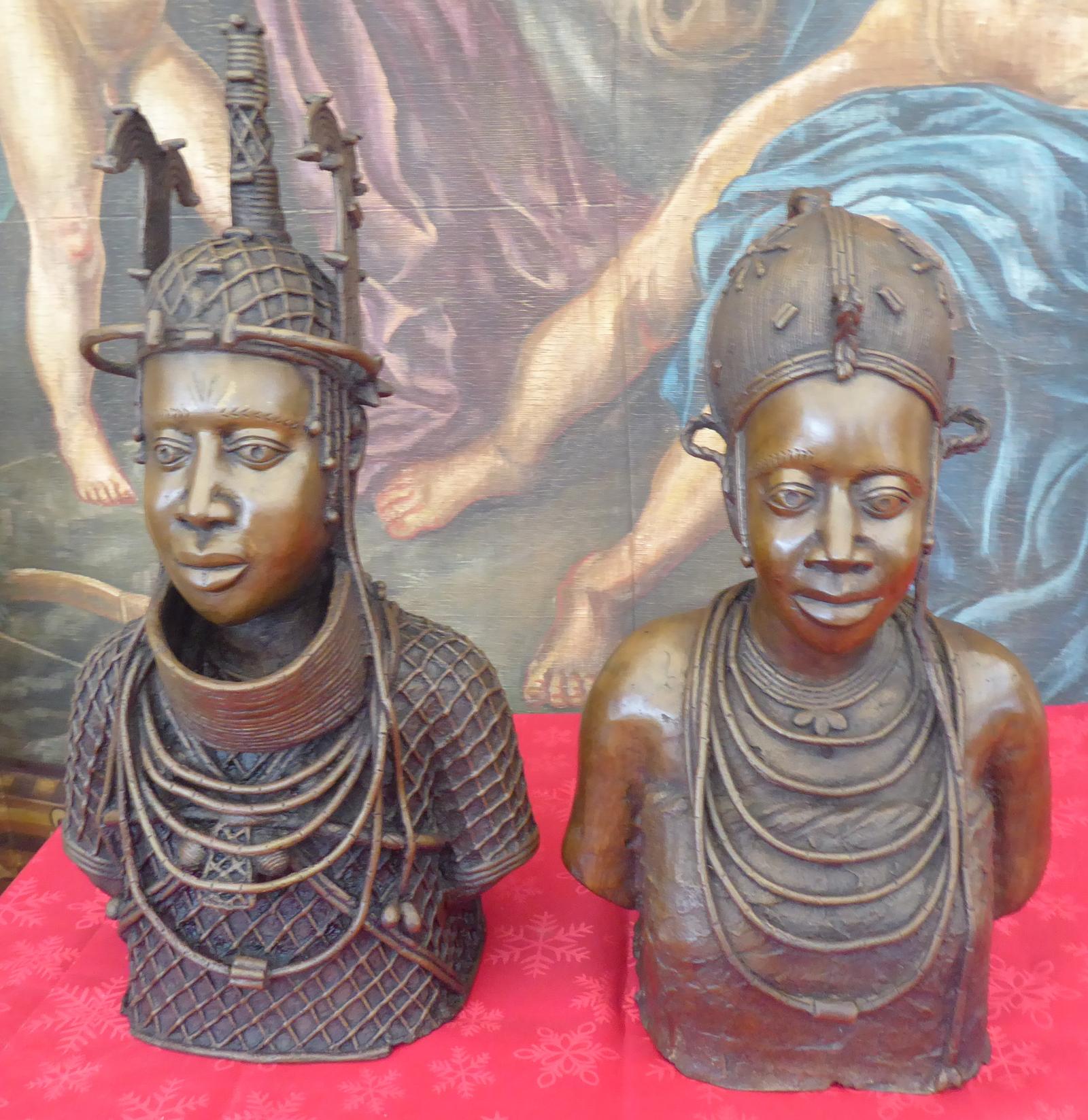 2 Benin Bronze West Africa 28 Inch 1890 - 815 / LA520590