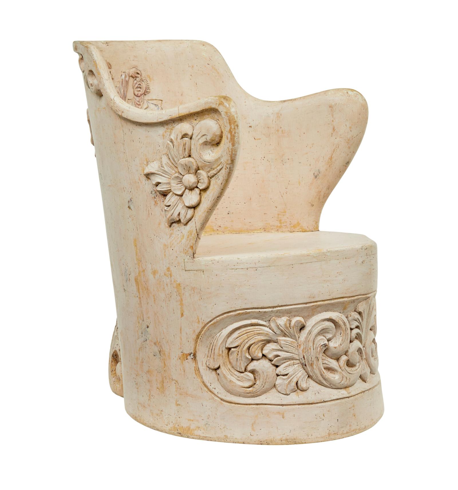 19th Century Gothic Revival Painted Dug Out Chair - EA3752 / LA559669