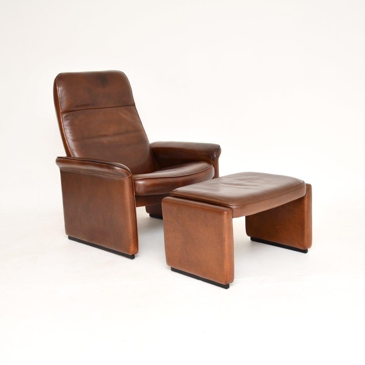 Vintage Leather Reclining DS 50 Armchair and Stool by De Sede - 11893 ...