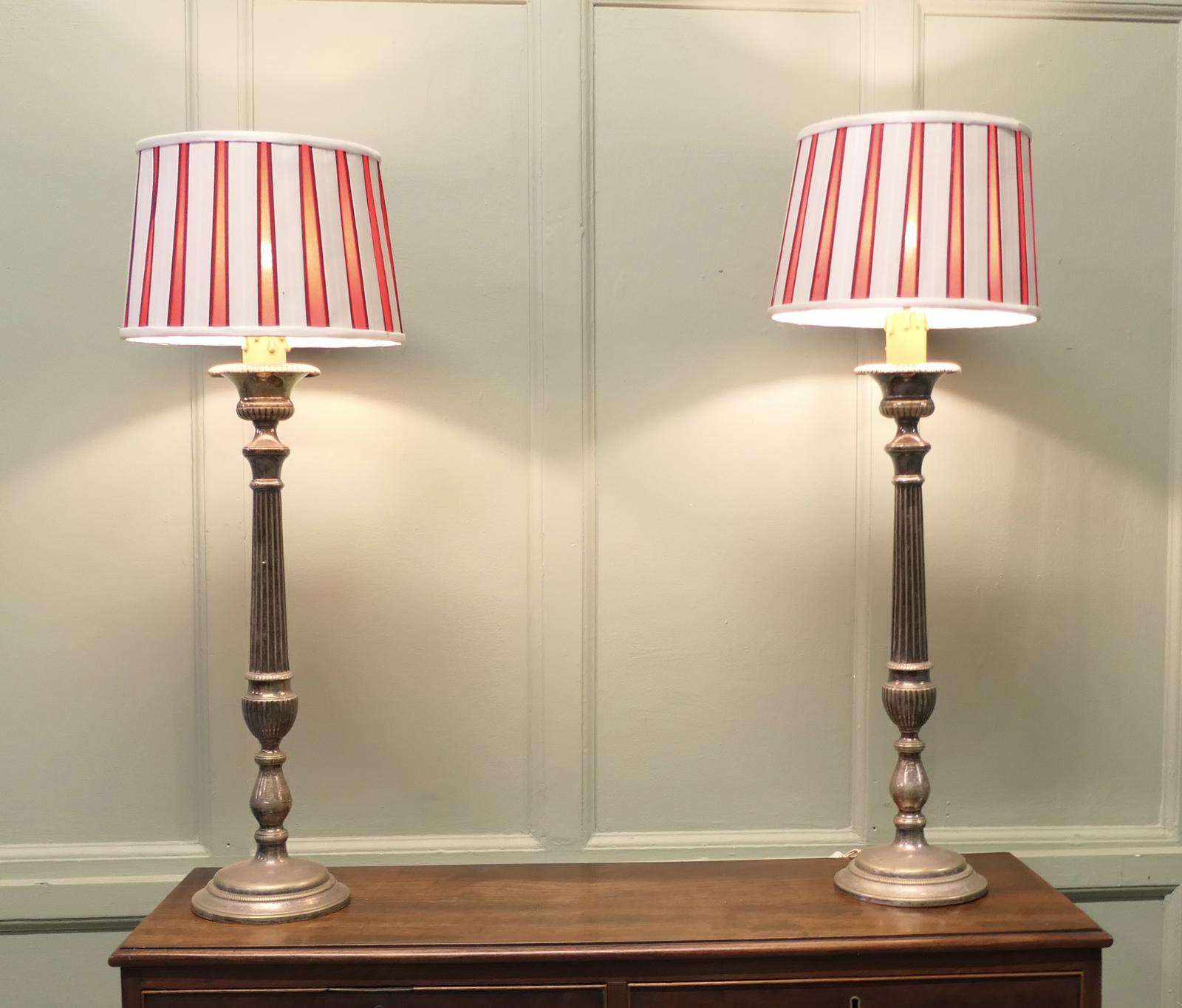 Pair of Large Silver Plated Table Lamps - DG49 / LA559399