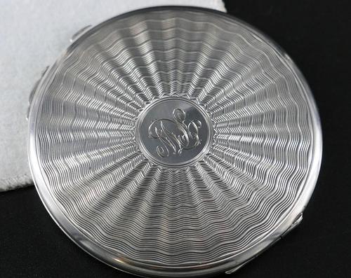 Art Deco Silver Engine Turned Compact – Birmingham 1933 by Crisford ...
