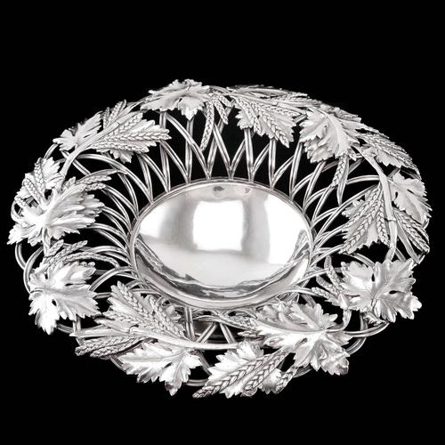 A Rare Antique Georgian Solid Silver Tazza Bowl with Cast Harvest ...