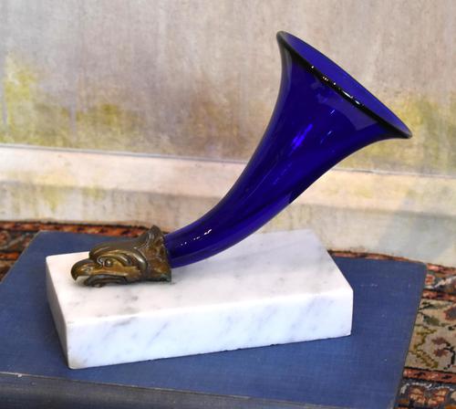 Colbalt Blue Glass Cornucopia Vase - LA492529 | LoveAntiques.com