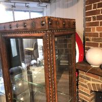 Antique Oak Leather Bound Display Cabinet - LA515469