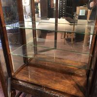 Antique Oak Leather Bound Display Cabinet - LA515469